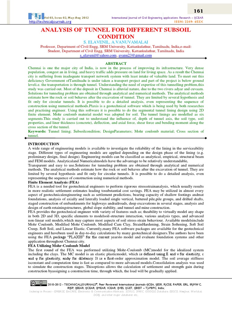 Analysis of Tunnel For Different Subsoil Plaxis PDF | PDF | Geotechnical Engineering | Finite ...
