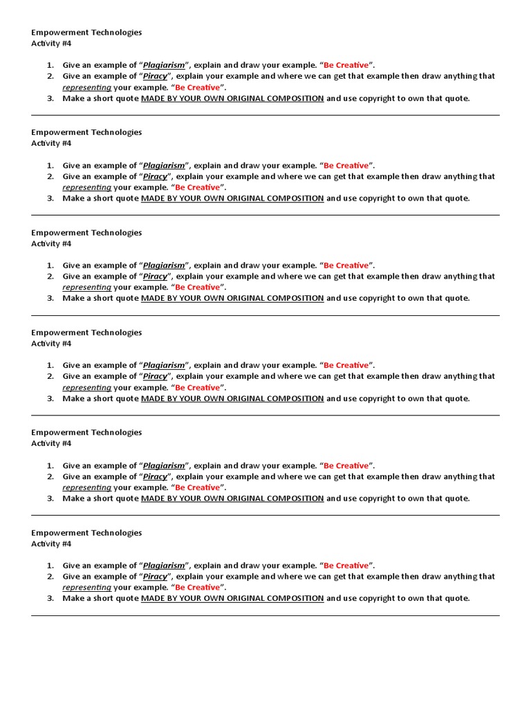 Representing Your Example. ": Be Creative Be Creative | PDF