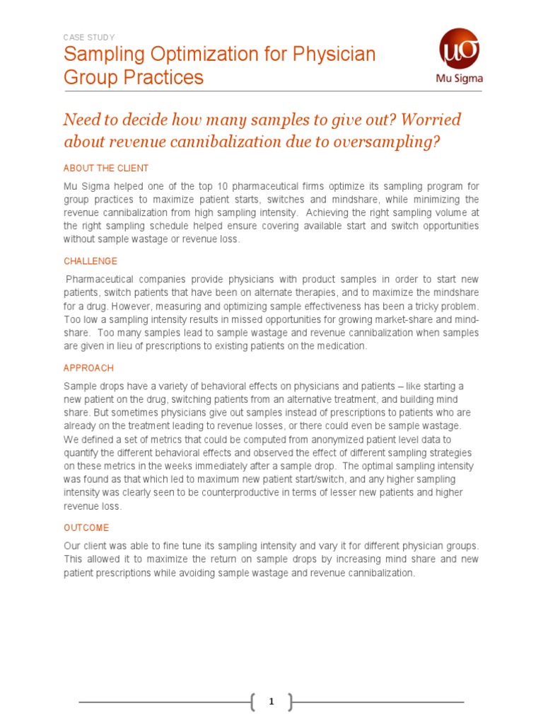 CaseStudy Sampling Optimization v3 PDF | PDF | Self-Improvement | Wellness
