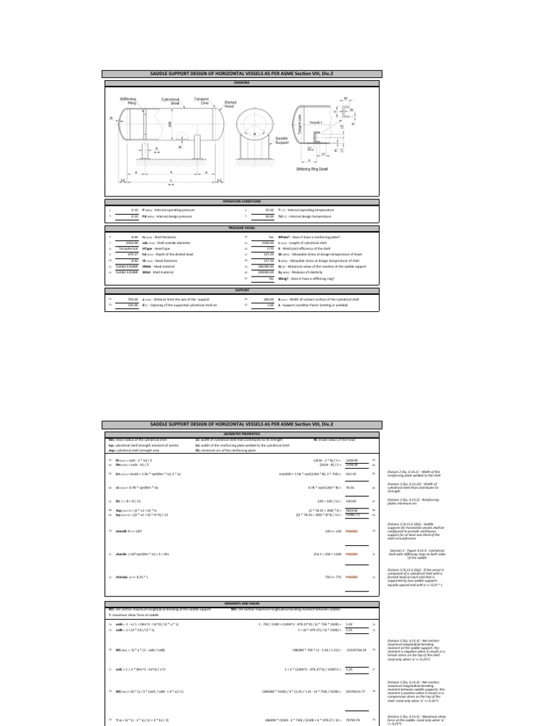 Saddle Support Design of Horizontal Vessels As Per Asme Section Viii ...