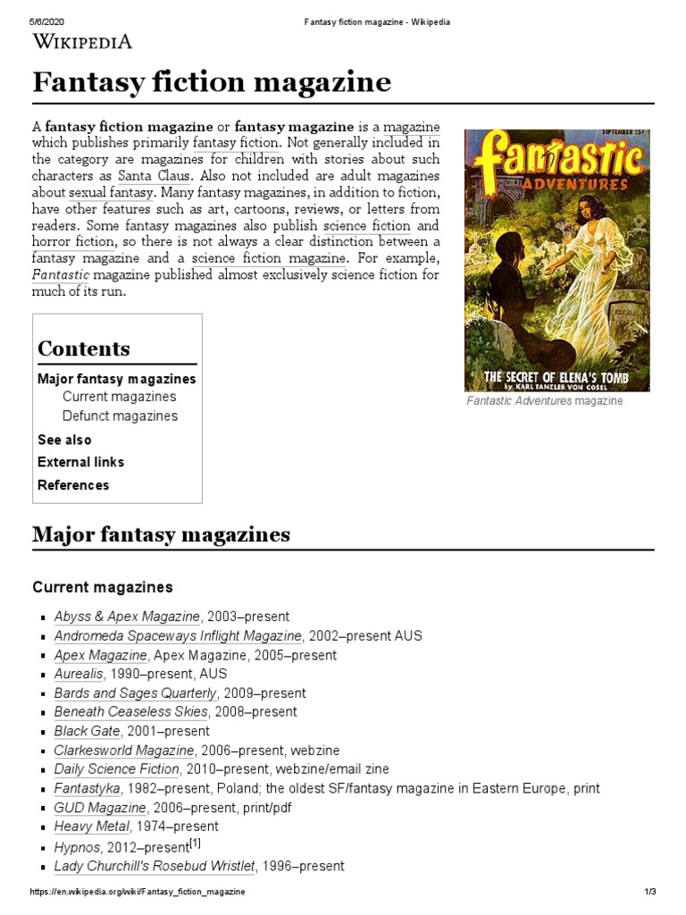 Fantasy Fiction Magazine - Wikipedia | PDF | Fiction Magazines | Fantasy