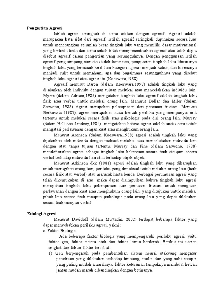 Definisi dan Etiologi Agresi | PDF