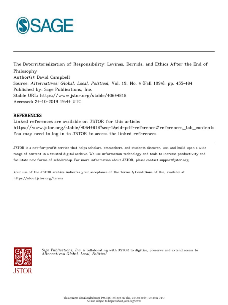 The Detteritorialization of Responsibility | PDF | Deconstruction ...