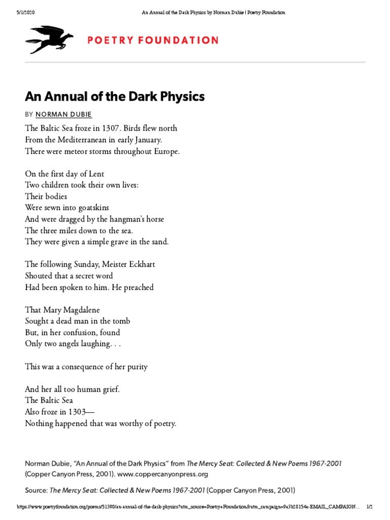 Dark Physics in Dubie's Poetry | PDF | Science & Mathematics | Young Adult