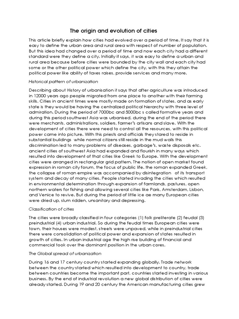 The Origin and Evolution of Cities | PDF | Urbanization | Economies