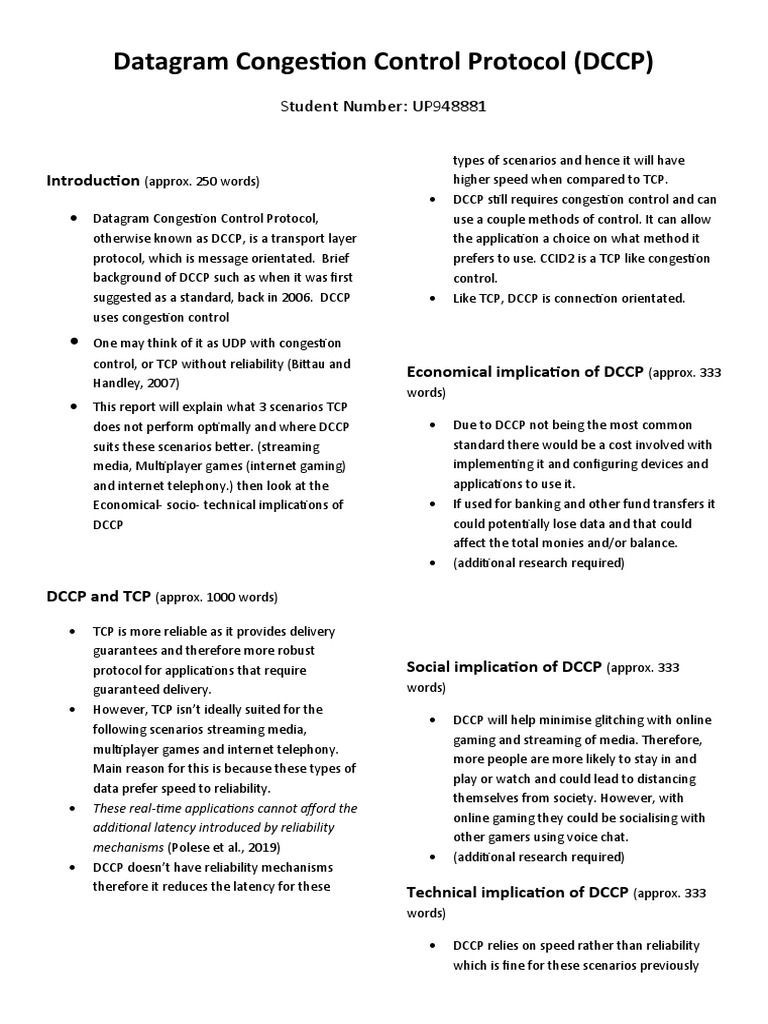 Datagram Congestion Control Protocol Report DRAFT - Lewis Easton | PDF ...