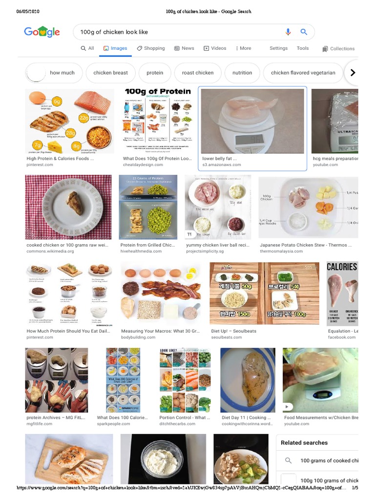Visual Guide to 100g Chicken Size | PDF | Calorie | Foods