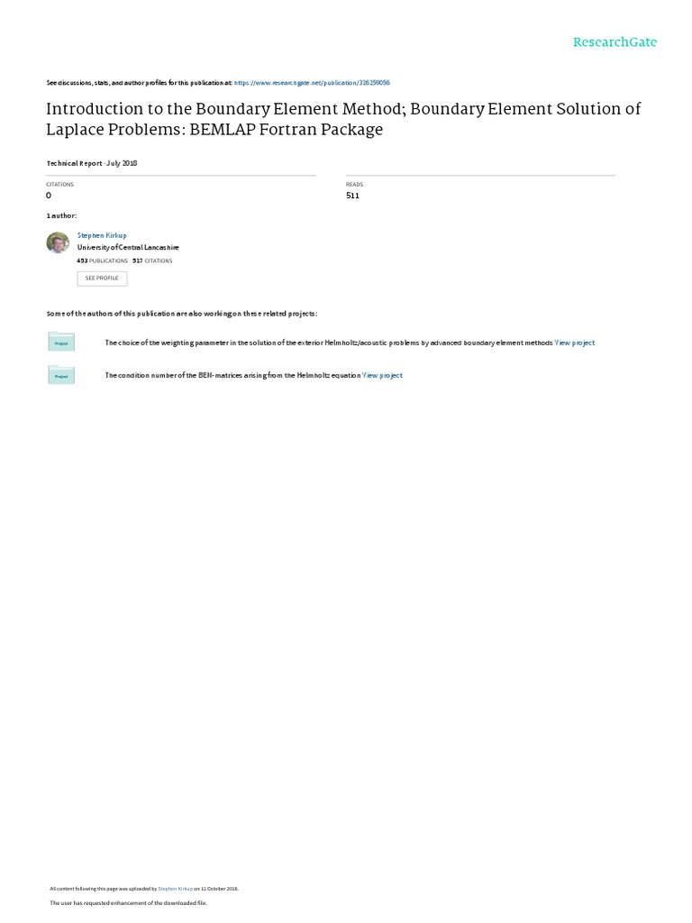 Introduction To The Boundary Element Method Boundary Element Solution of Laplace Problems ...