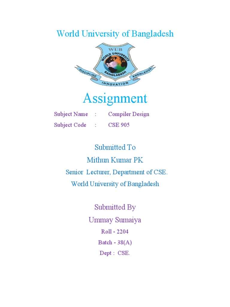 Compiler Design Assignment | PDF | Parsing | Compiler Compiler Design Assignment | PDF | Parsing | Compiler