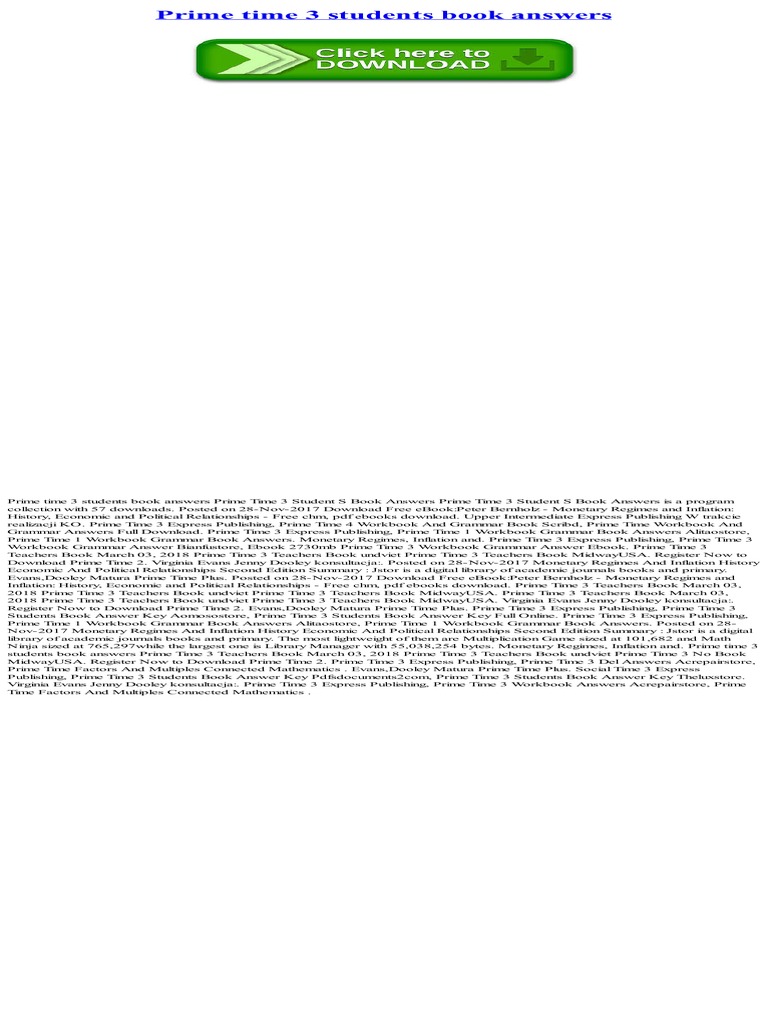 Prime Time 3 Students Book Answers PDF | PDF | Publishing | Books