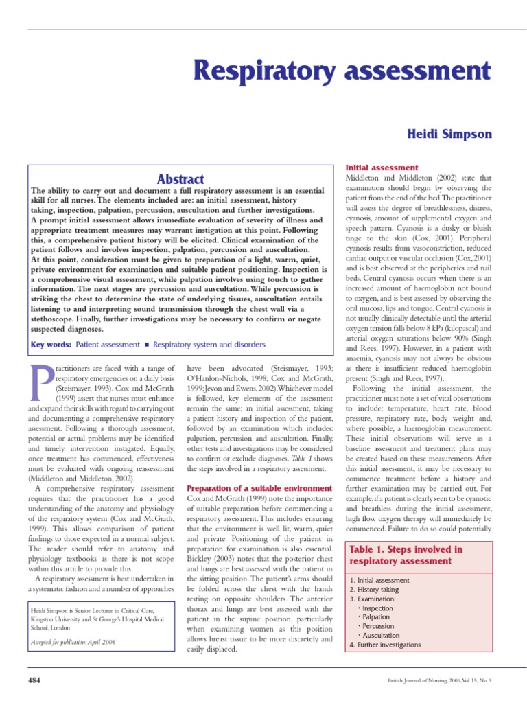 Resp Assessment 2 PDF | PDF | Respiratory Tract | Thorax