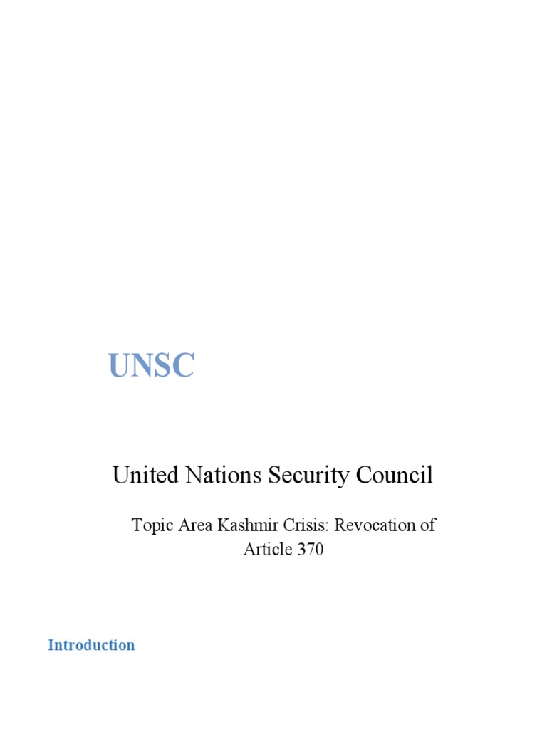 UNSC Study Guide | PDF | India–Pakistan Relations | Pakistan