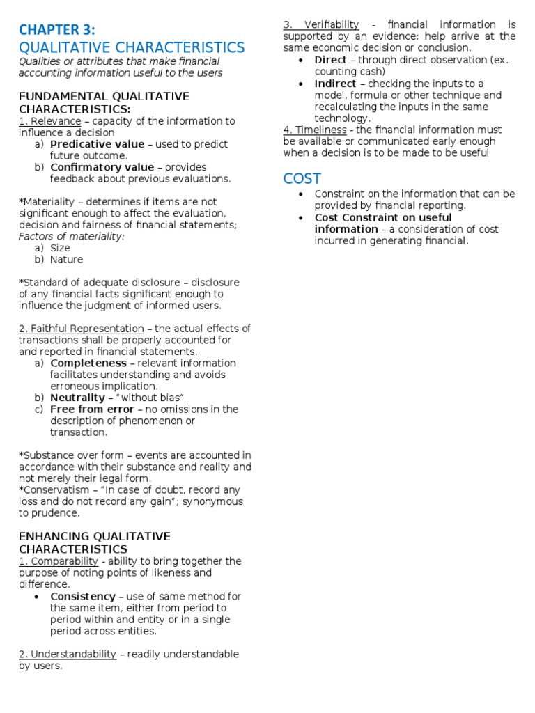 Key Qualitative Characteristics of Useful Financial Information ...