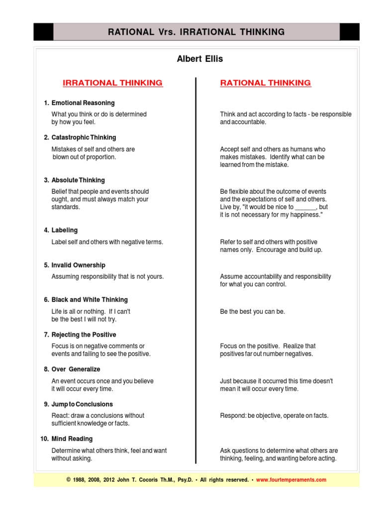 Rational VS Irrational Thinking | PDF | Rationality | Self