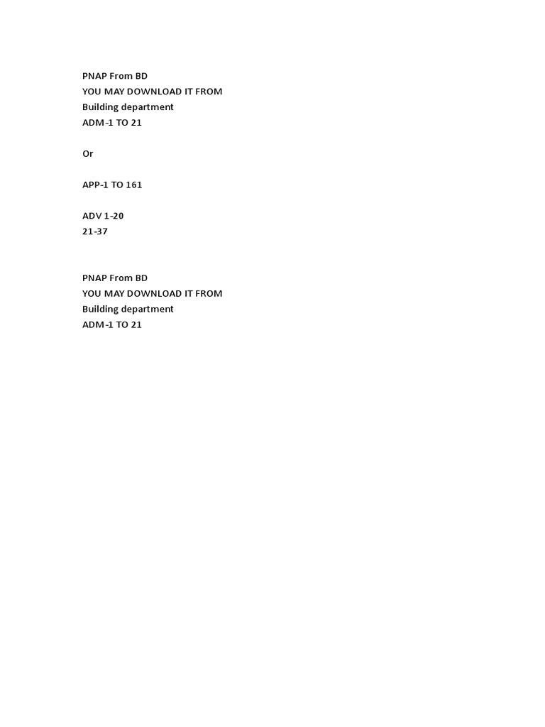 Pnap From BD You May Download It From Building Department ADM-1 TO 21 | PDF