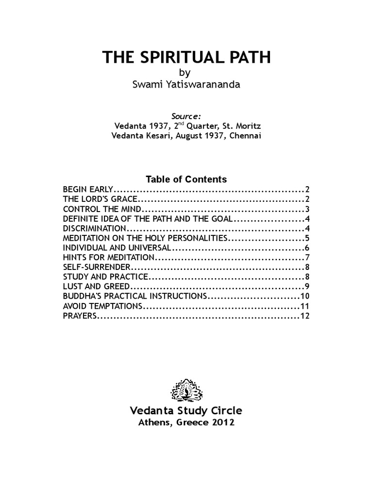 The Spiritual Path - Swami Yatiswarananda PDF | PDF | Spirituality | God