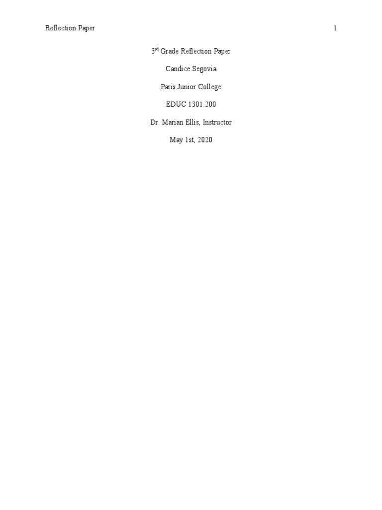 3rd Grade Teaching Reflection Paper | PDF | Classroom | Pedagogy