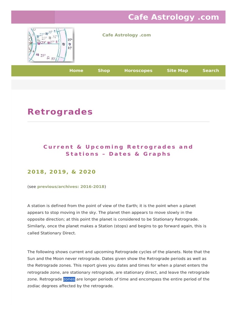 Retrograde Cycles Stations | PDF | Planets In Astrology | Horoscope