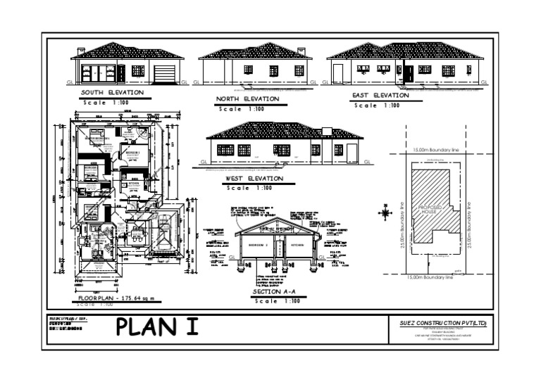 Plan I: South Elevation North Elevation East Elevation | PDF | Bathroom ...