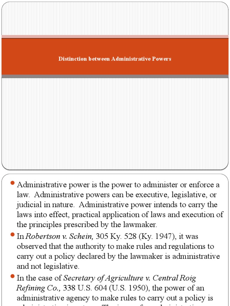 Distinction Between Administrative Powers | PDF