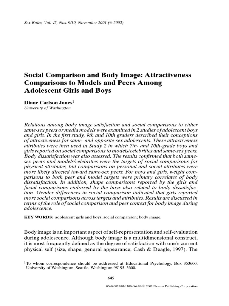 Social Comparison and Body Image: Attractiveness Comparisons To Models ...