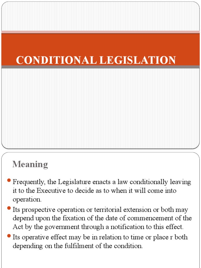 Conditional Legislation | PDF | Legislature | Legislation