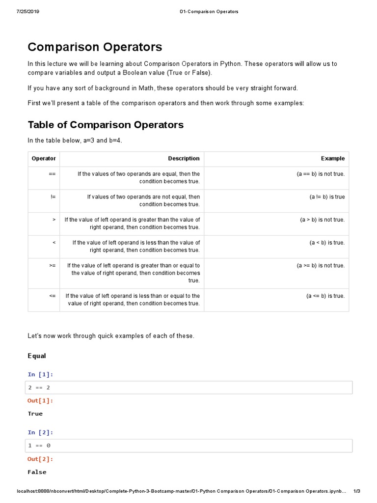 01-Comparison Operators | PDF | Theoretical Computer Science | Logic
