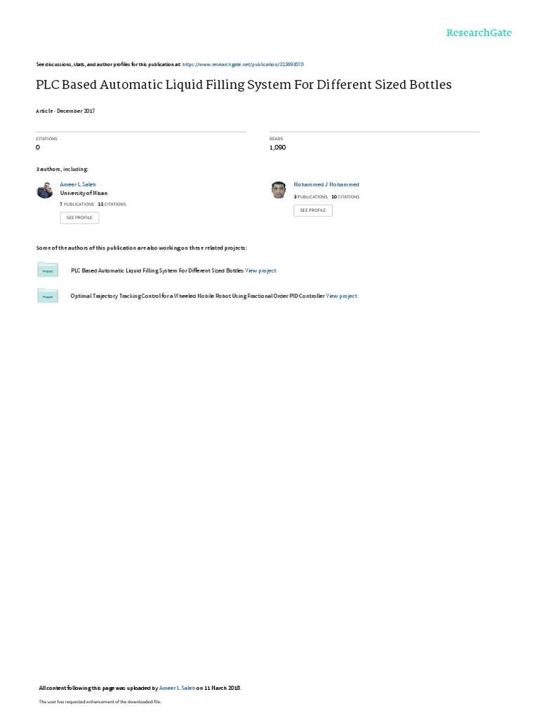 8.automatic Bottle Filling Capping Machine Using PLC PDF | PDF | Programmable Logic Controller ...