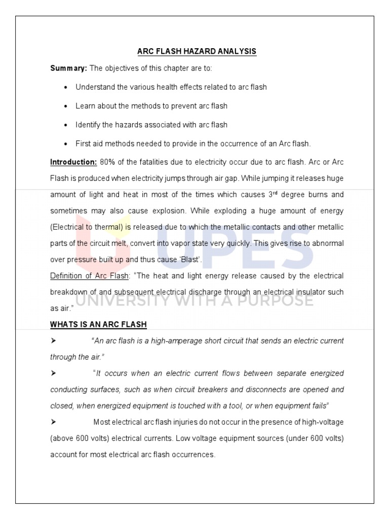 Arc Flash Hazard Analysis Summary: The Objectives of This Chapter Are ...