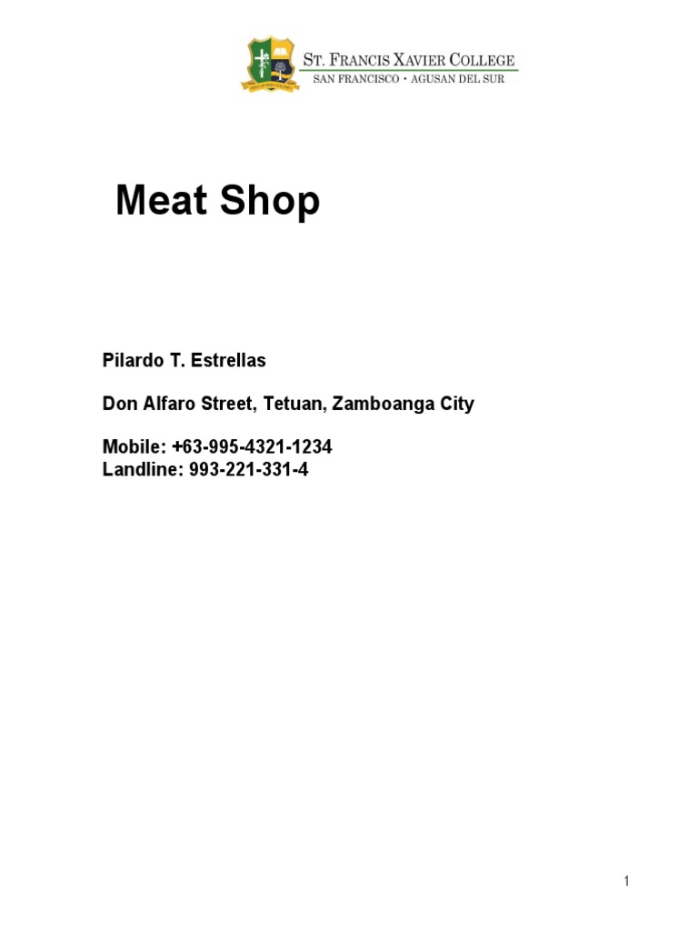 Meat Shop Business Plan Overview | PDF | Retail | Income Statement