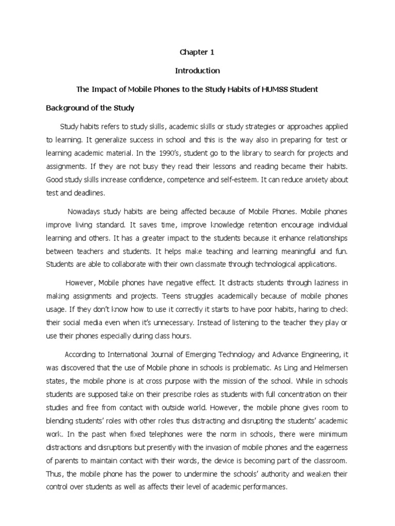 The Impact of Mobile Phones To The Study Habits of HUMSS Student | PDF ...
