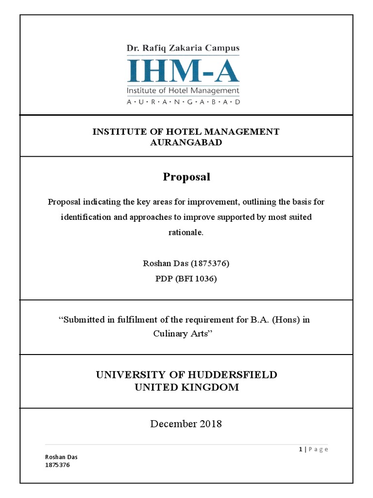 Proposal: Institute of Hotel Management Aurangabad | PDF | Goal | Goal ...