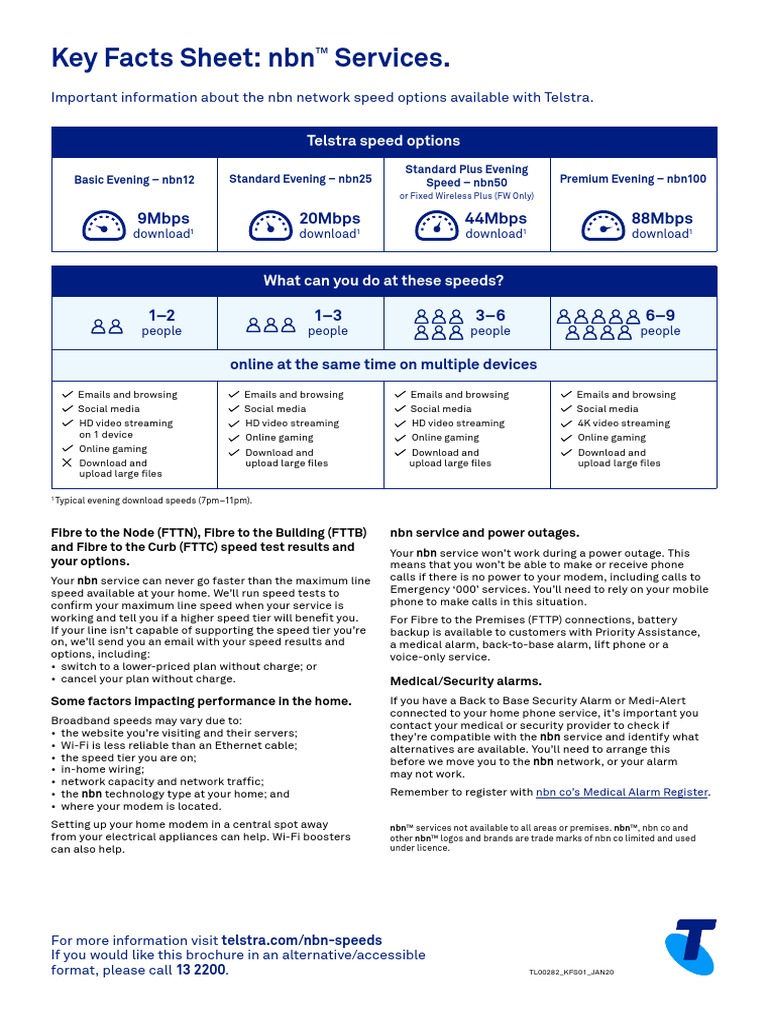 Key Fact Sheet NBN Services All Types | PDF