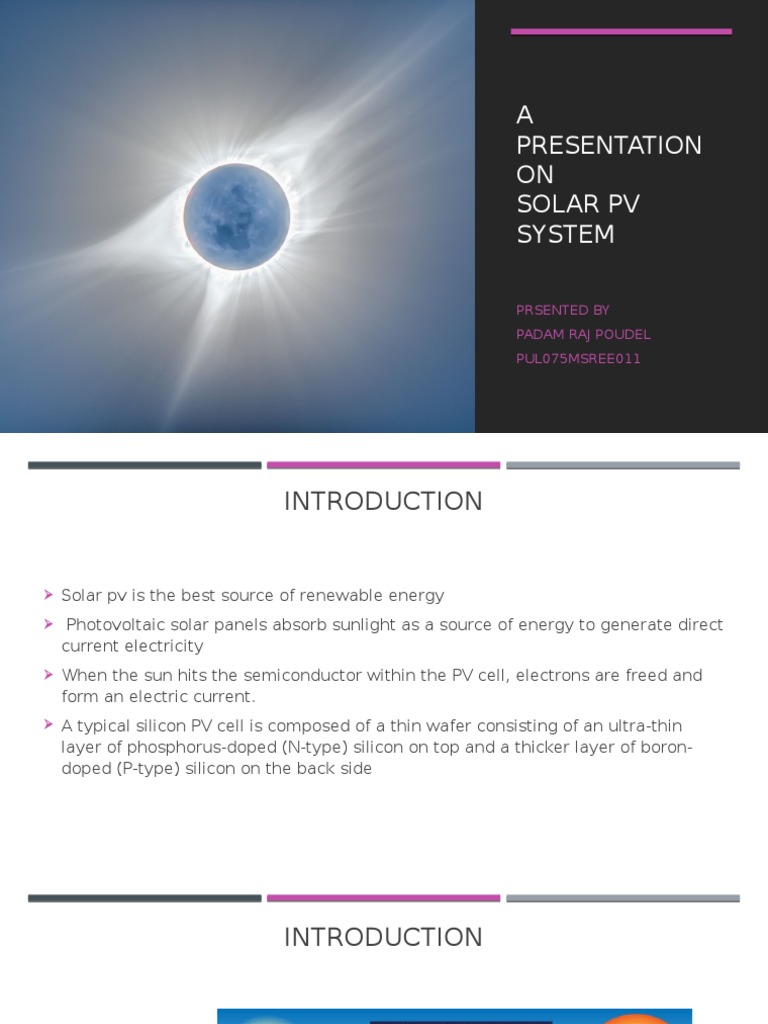 Presentation On Solar PV System | PDF | Thin Film Solar Cell ...