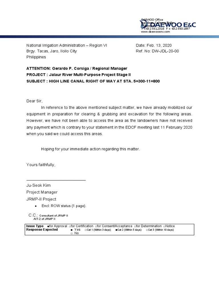 DW-JDL-19-00 (Response letter to Crossing Culvert)
