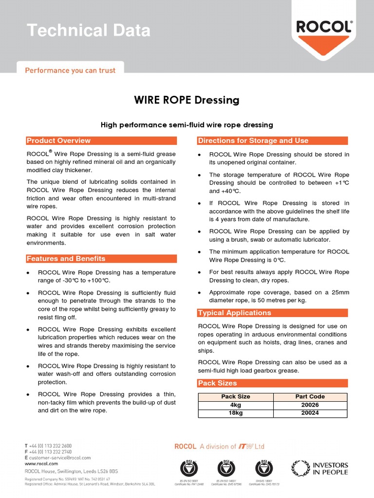Rocol Wire Rope Dressing Semi Fluid Grease | Download Free PDF | Wire ...