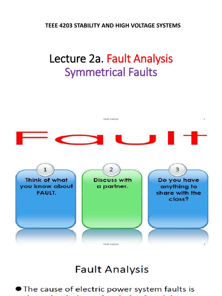 Lecture 2a. Introduction To Fault Analysis | PDF | Electrical Network | Fuse (Electrical)