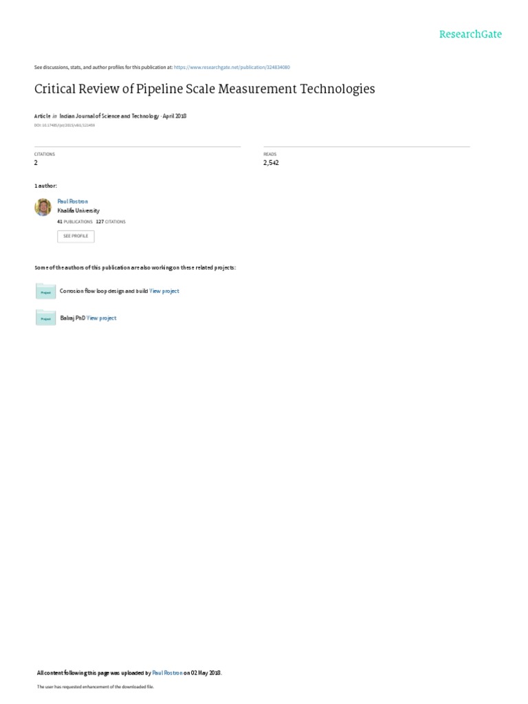 Pipeline Scale Measurement Review | PDF | Ultrasound | Optical Fiber