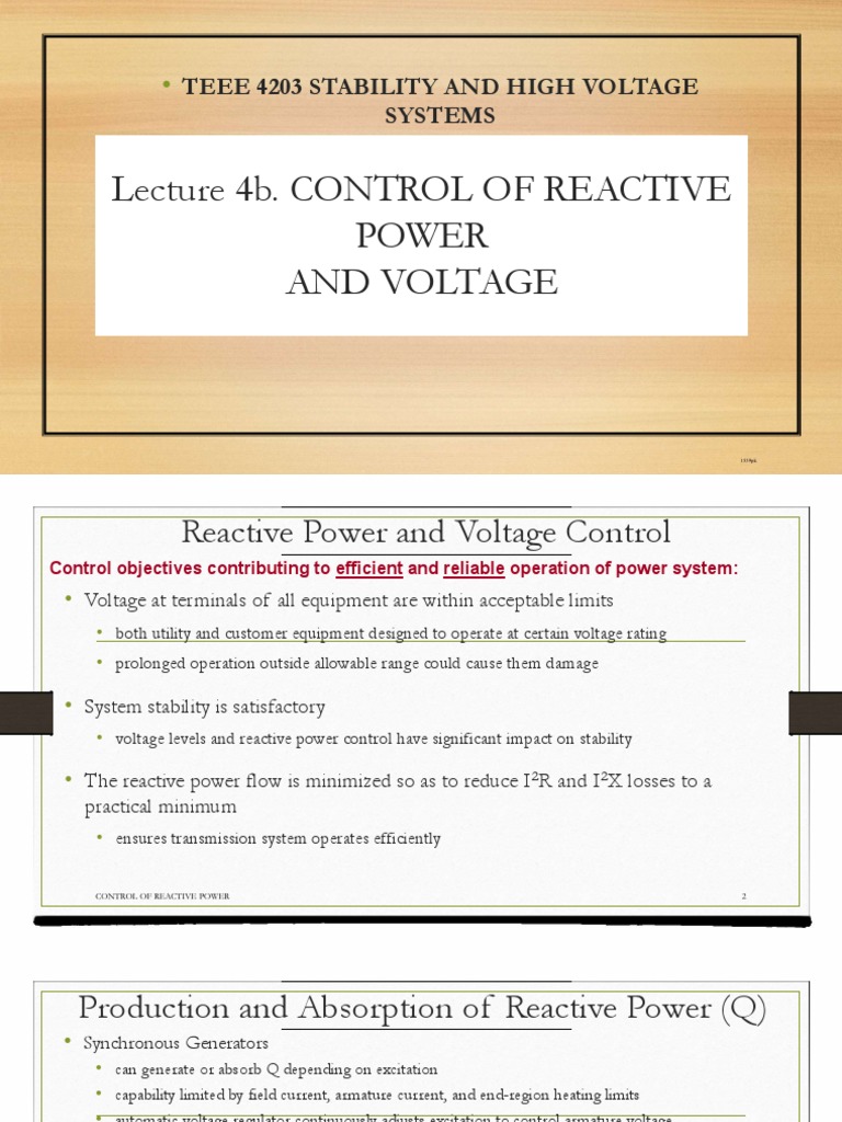 Reactive Power and Voltage Control Methods | PDF | Ac Power | Capacitor
