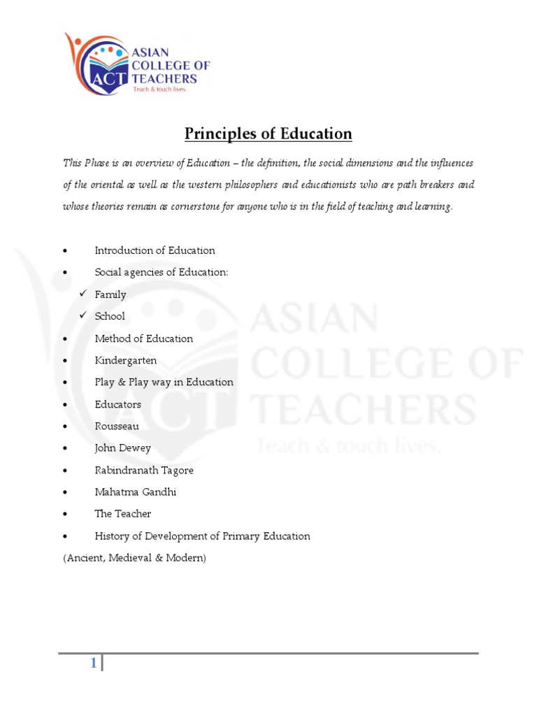 1 Principles of Education | PDF | Family | Mind