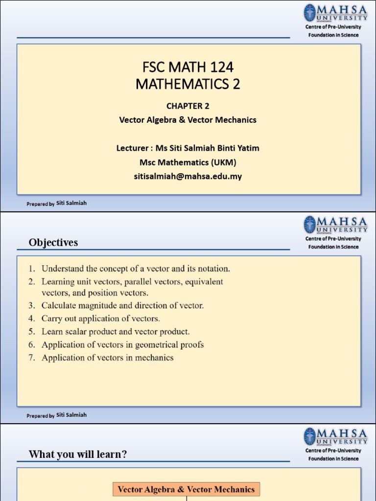 Chapter 2 - Vector Algebra Vector Mechanics | PDF | Line (Geometry ...