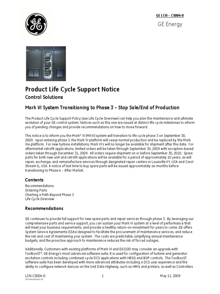 Product Life Cycle Support Notice: GE Energy | PDF | Product Lifecycle ...