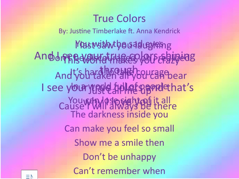 And I See Your True Colors Shining Through I See Your True Colors and That's Why I Love You | PDF