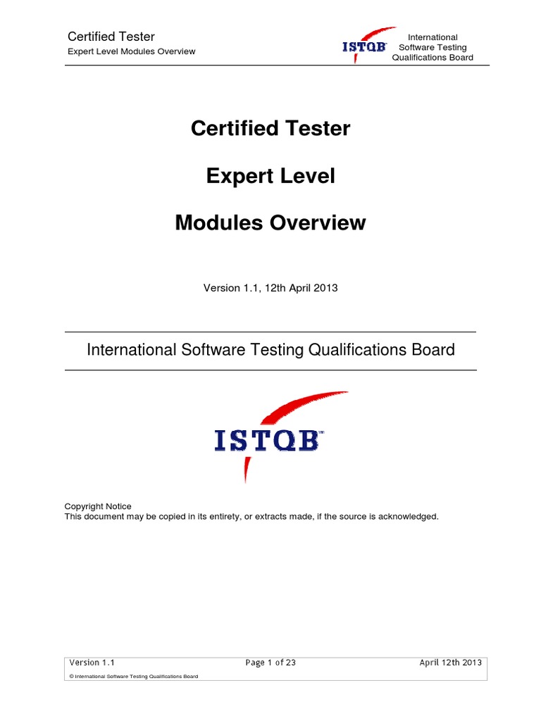 Expert Level Modules Overview v1.1 PDF | PDF | Software Testing ...
