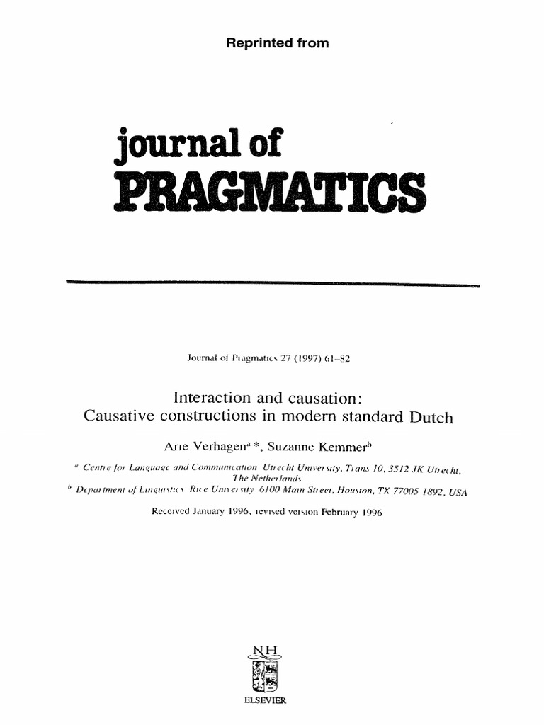 Journal Of: Pragmatics | PDF | Causality | Question
