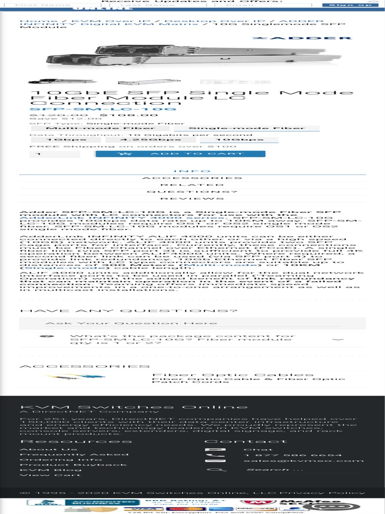 SFP-SM-LC-10G - 10GbE SFP Single Mode Fiber Module LC Connection PDF ...