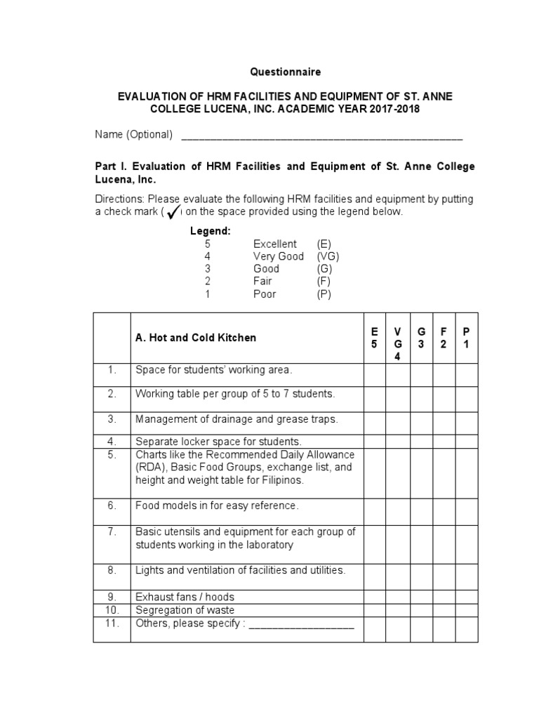 Thesis Questionnaire | PDF | Kitchen Utensil | Tableware