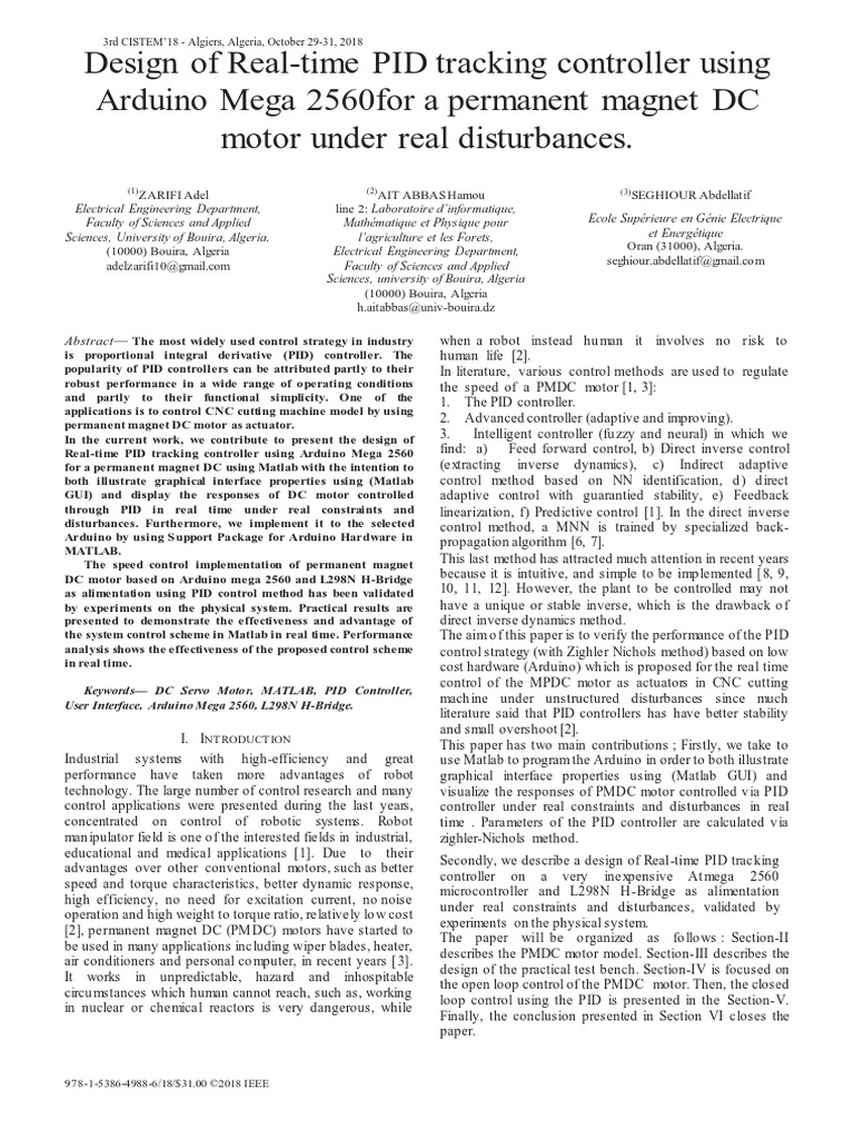 2018 - Design of Real-Time PID Tracking Controller Using Arduino Mega ...