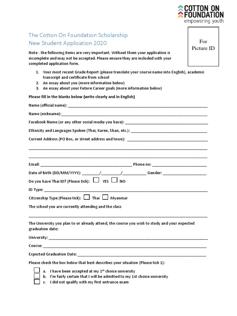 Cotton On Foundation Application Form 2020 | PDF | Learning