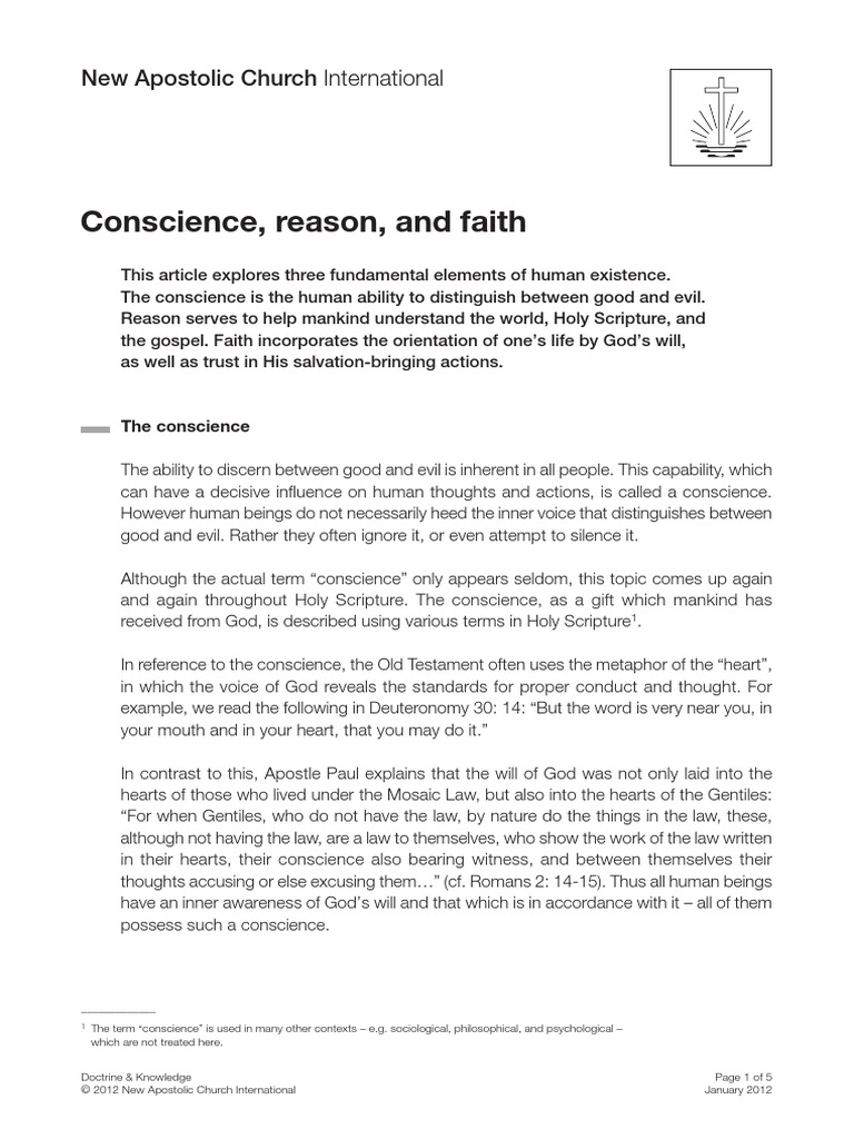 Conscience, Reason, and Faith: New Apostolic Church International | PDF ...